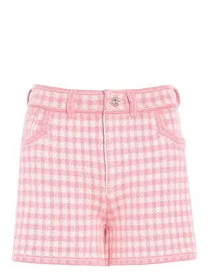 BARRIE Gingham-check Cashmere-blend Shorts - Pink