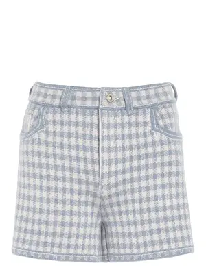 BARRIE Gingham-check Cashmere-blend Shorts - Grey