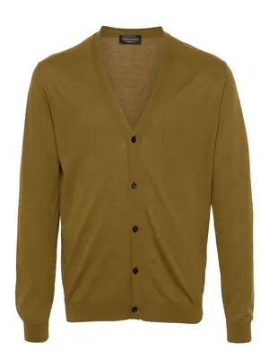 ROBERTO COLLINA Button-up Fine-knit Cardigan - Green