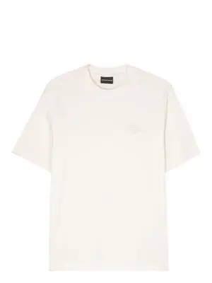 Emporio Armani Rubberised-logo T-shirt - Neutrals