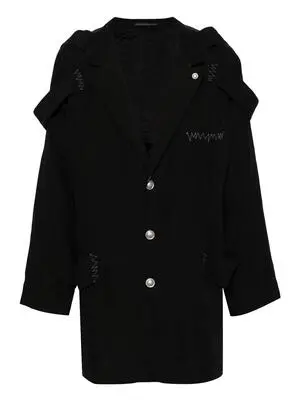 Yohji Yamamoto Contrast-stitch Single-breasted Blazer - Black
