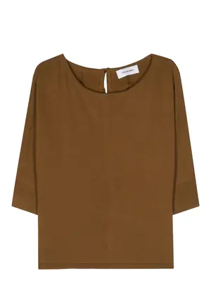 YVES SALOMON Tie-fastening Wool Knitted Top - Brown