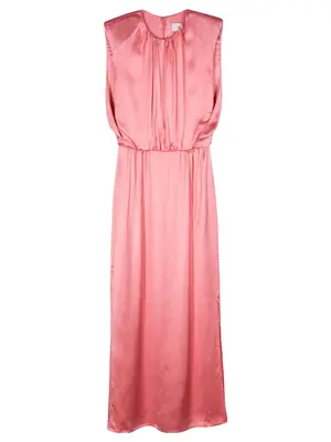 YVES SALOMON Pleat-detail Satin Dress - Pink