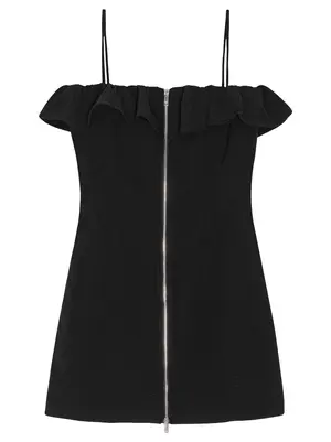 GANNI Ruffle-trim Minidress - Black