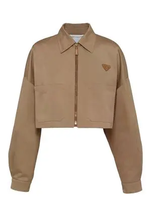 Prada Triangle-logo Cropped Jacket - Neutrals