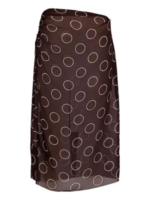 Prada Dot-print Georgette Pencil Skirt - Purple