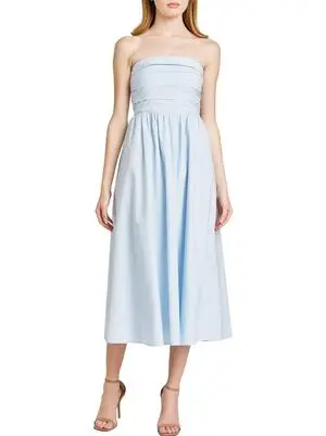 WAYF X Styled Coco! Sammie Pleated Strapless Sundress - Blue