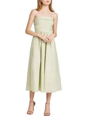 WAYF X Styled Coco! Sammie Pleated Strapless Sundress - Light Green