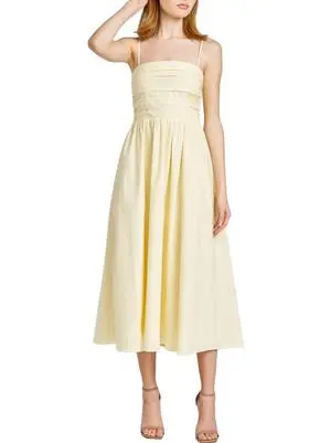 WAYF X Styled Coco! Sammie Pleated Strapless Sundress - Straw Yellow