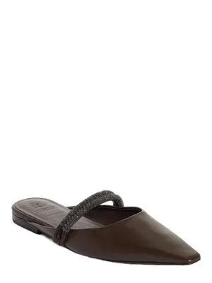 Brunello Cucinelli Monili Strap Mule - Dark Brown