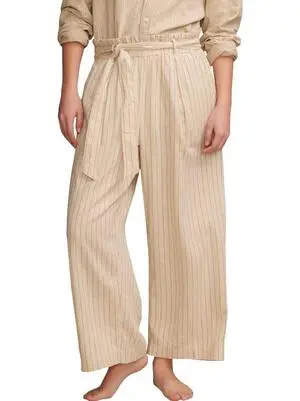 Lucky Brand Cotton Blend Paperbag Pants - Cream Stripe