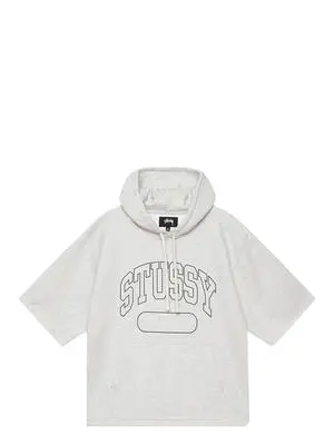 StÜssy Short-sleeve Boxy Cropped Hoodie - Grey