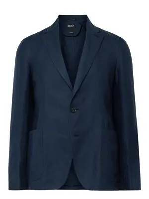 Zegna Slim-fit Oasi Lino Twill Suit Jacket - Blue