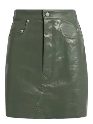 Rick Owens Lido Coated Denim Mini Skirt - Grey Green