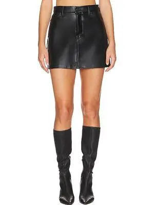 Good American Mini Faux Leather Skirt - Black001