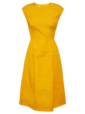 Marni Pleated Cotton Midi Dress - Orange