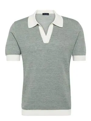 Thom Sweeney Cotton And Linen Polo Shirt - Green