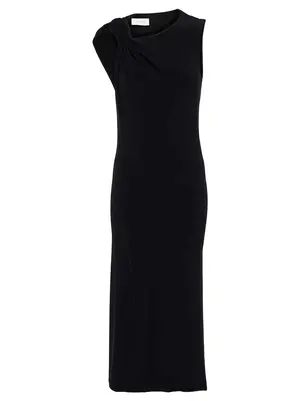 Sportmax Nuble Asymmetric Jersey Midi Dress - Black