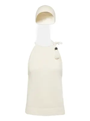 Max Mara Moriana Halterneck Linen Top And Hat Set - White