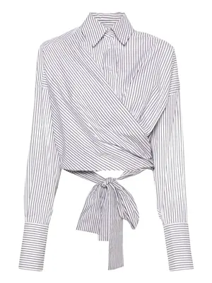 Viktor & Rolf Cropped Wrap Striped Shirt - Grey