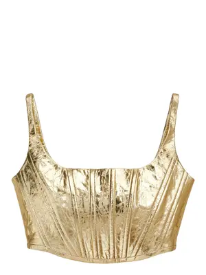 Marc Jacobs Metallic Leather Corset Top - Gold