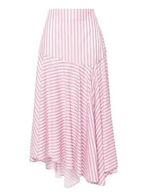 Viktor & Rolf Volant Striped Asymmetric Skirt - White