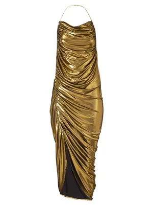 Marc Jacobs Metallic Draped Midi Dress - Gold