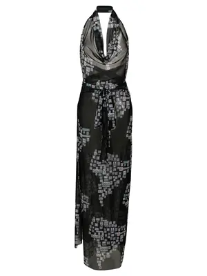 AMIR SLAMA Text-print Wrap Dress - Black