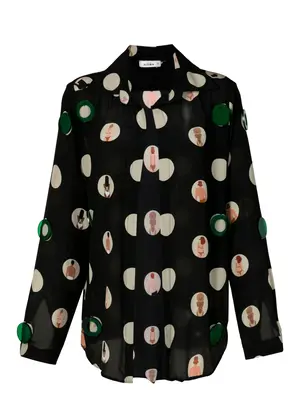 AMIR SLAMA Graphic-print Silk Blouse - Black