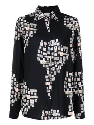 AMIR SLAMA Graphic Print Long Sleeve Shirt - Black