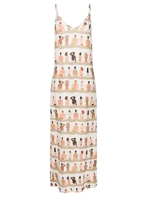 AMIR SLAMA Graphic-print Maxi Dress - Neutrals