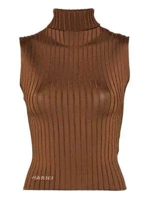 MARNI Marni High-Neck Ribbed Sleeveless Cropped Top