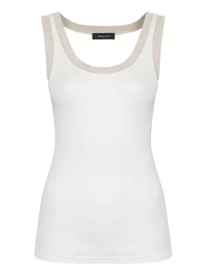 Fabiana Filippi Lurex Trim Ribbed Tank Top - White