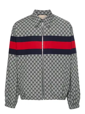 Gucci Gg-print Cotton Bomber Jacket - Blue