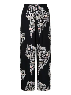 AMIR SLAMA Text-print Trousers - Black