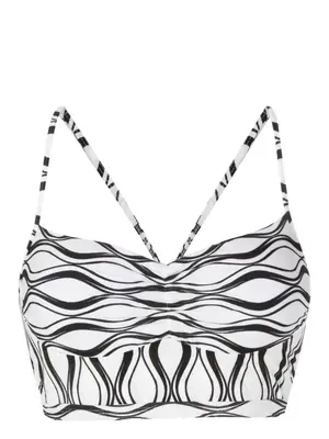 AMIR SLAMA GYM Wave-print Crop Top - White