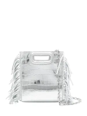 Maje Crocodile-embossed Mini Tote Bag - Silver
