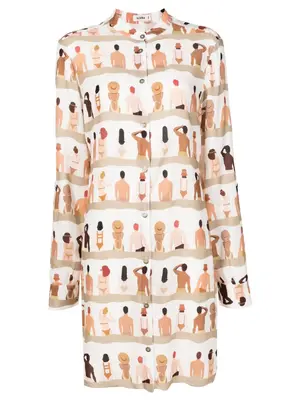 AMIR SLAMA Graphic-print Shirt Dress - Neutrals