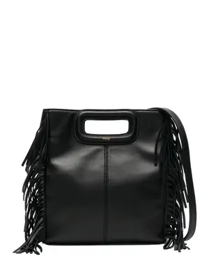 Maje Fringed Leather Tote Bag - Black