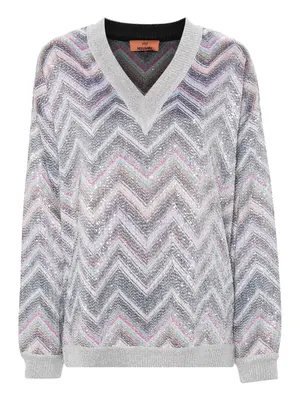 Missoni Zigzag Sequin-embellished Jumper - Grey