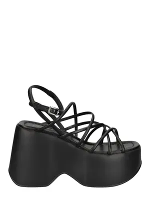 VIC MATIE 110mm Platform Leather Sandals - Black