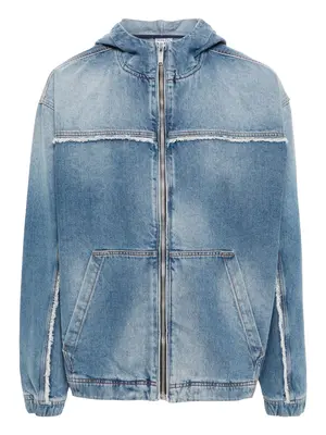 COUNTY OF MILAN Marcelo Burlon Fringed Denim Jacket - Blue