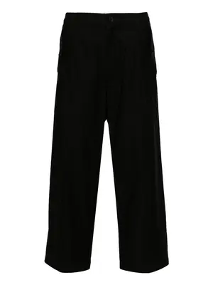 Yohji Yamamoto M-front Tuck Cropped Trousers - Black