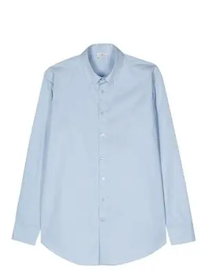 Etro Pegaso-embroidered Cotton Shirt - Blue