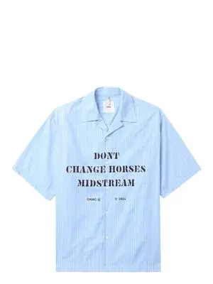 OAMC Striped Slogan-print Shirt - Blue