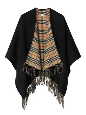 Burberry Check Wool Reversible Cape - Black