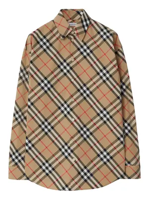 Burberry Check-pattern Cotton Shirt - Brown