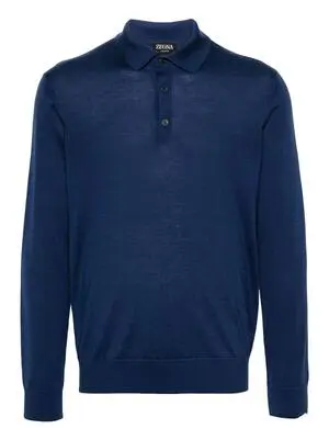 Zegna Fine-ribbed Polo Shirt - Blue