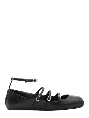 Alexander McQueen Buckled-straps Leather Ballerinas - Black