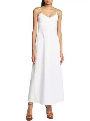 Victoria Beckham Cami Sweetheart-neck Cotton Maxi Dress - White